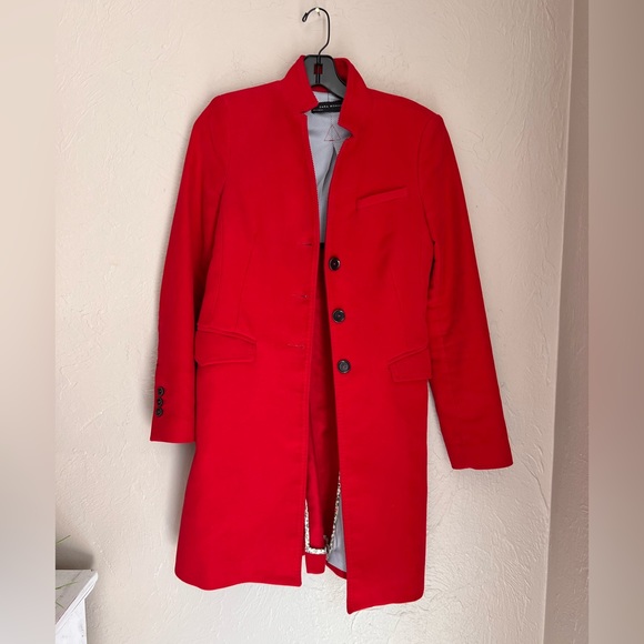 Zara | Jackets & Coats | Zara Red Coat | Poshmark
